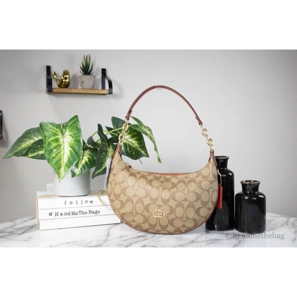 Coach | Bags | New Coach Payton Small Hobo Shoulder Bag Khaki Red ...